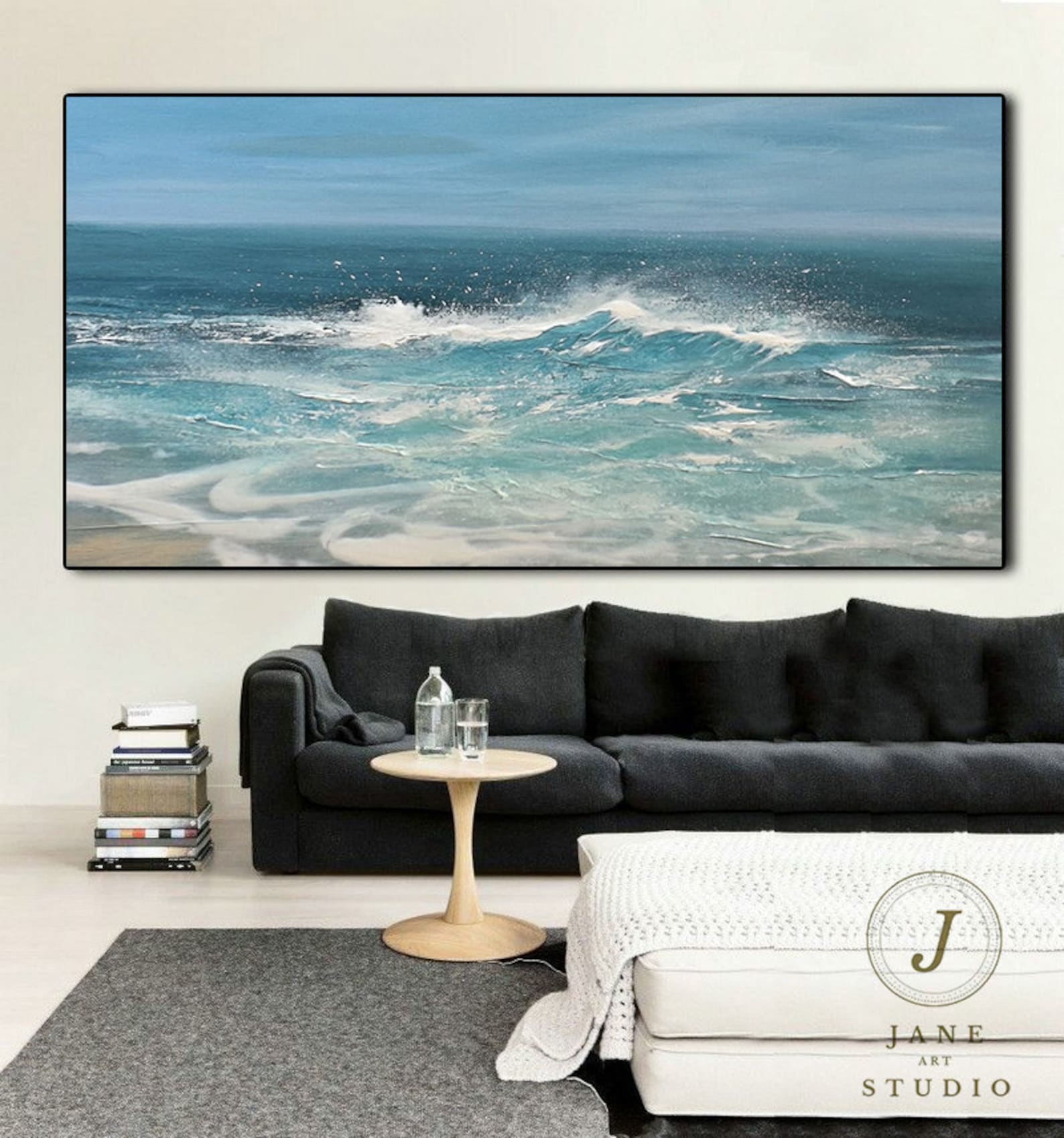 Original White Waves Landscape Abstract Painting Large Sea - Etsy