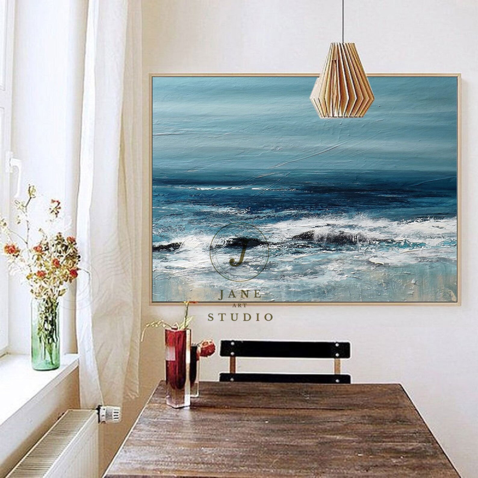 Large Waves Canvas Painting Sea Level Landscape Artoriginal | Etsy