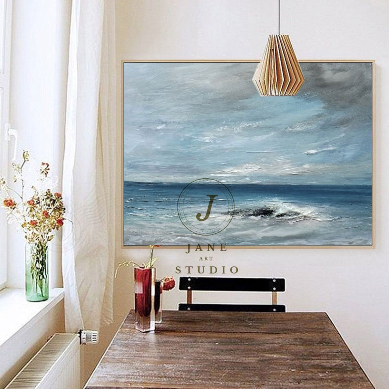 Large Ocean Landscape Abstract Painting Beach Level - Etsy