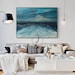 Original Navy Blue Sea Level Canvas Painting, Waves Landscape Abstract ...