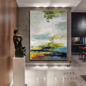 Large Abstract Painting Original Green Abstract Painting Minimalist Art ...