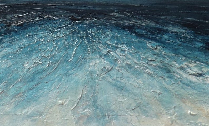 Original Navy Blue Sea Level Canvas Painting Waves Landscape | Etsy UK