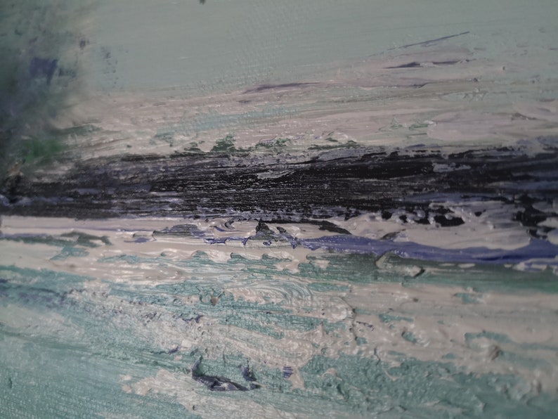 Original Green Ocean Painting on Canvaslarge Sky Landscape - Etsy