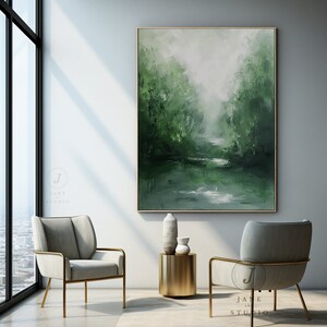 Green Landscape Painting: Abstract Minimalism, Canvas Wall Art - Etsy