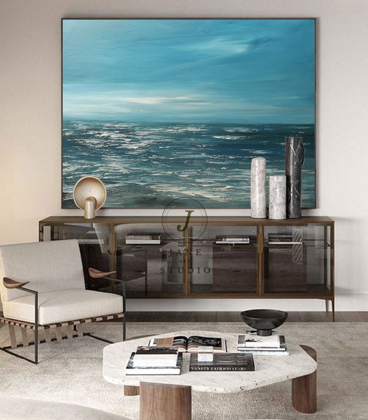 Large Ocean Canvas Painting Sea Level Landscape Art Original - Etsy