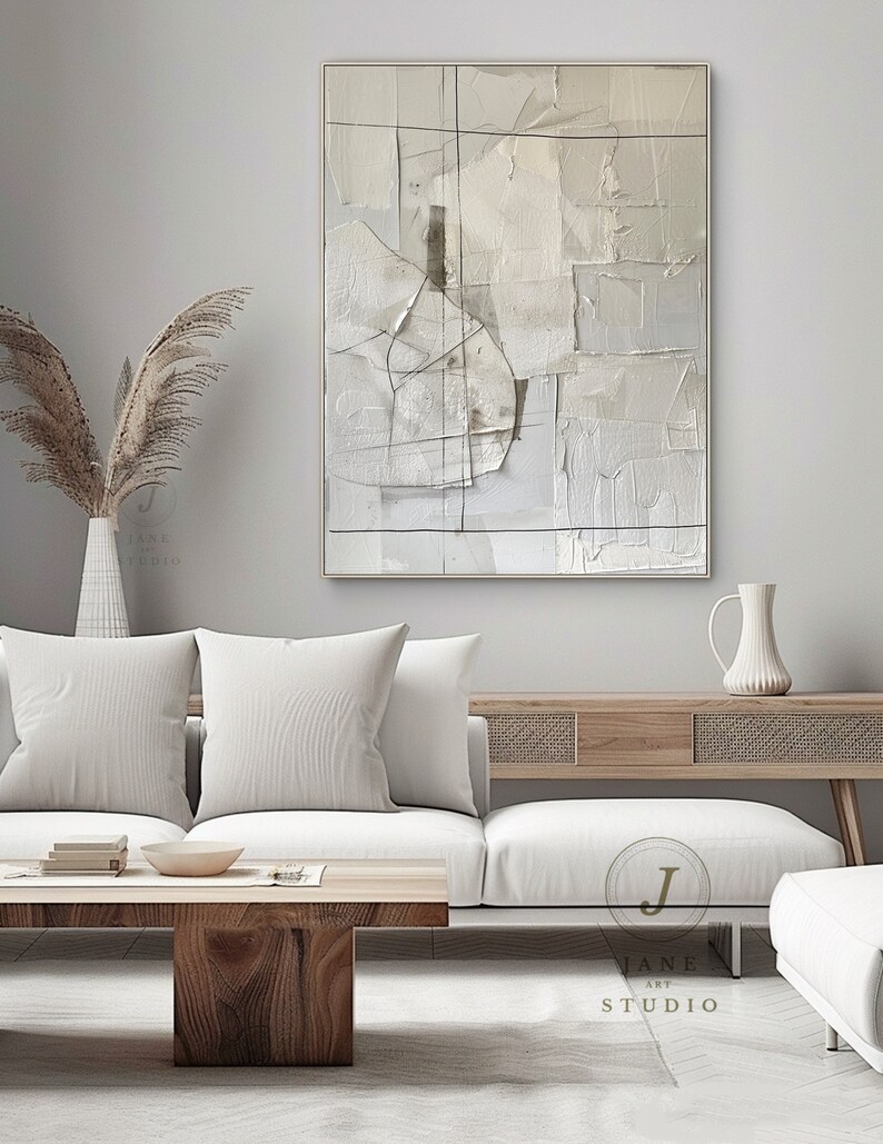 Beige Abstract Painting,large Beige Textured Art,boho Wall Art,biege ...