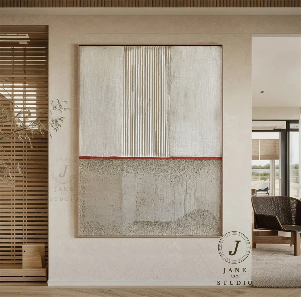 Beige Abstract Wall Art, Boho Wall Art, Biege Abstract Painting, Wabi ...