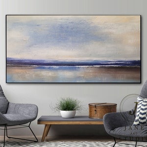 Purple Sea Abstract Paintinglarge Original Sky - Etsy