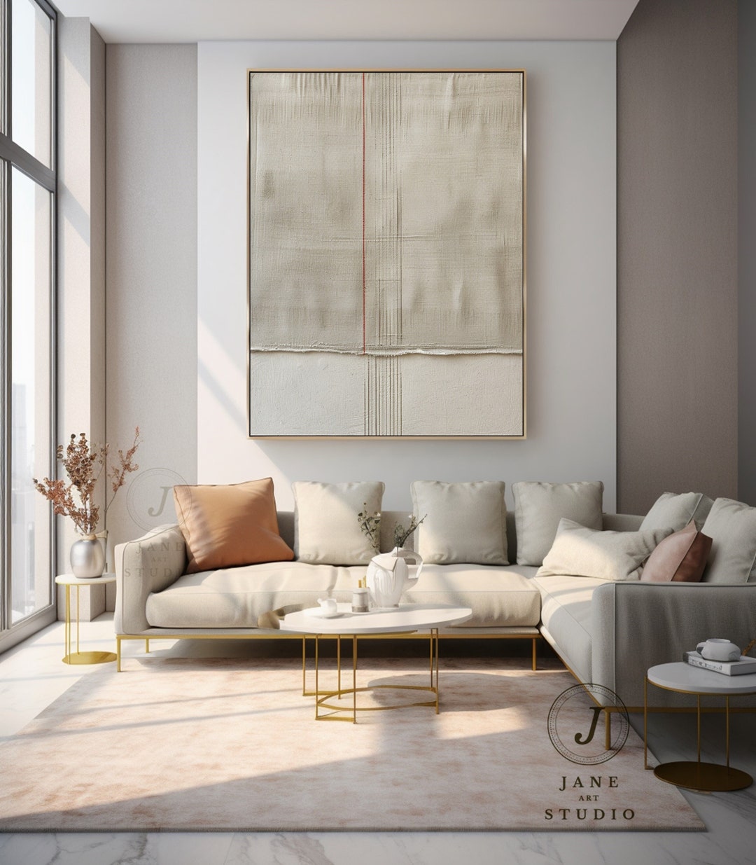 Boho Wall Art, Beige Textured Wall Art, Beige Minimalist Art, Biege ...