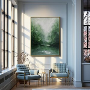 Green Landscape Painting: Abstract Minimalism, Canvas Wall Art - Etsy