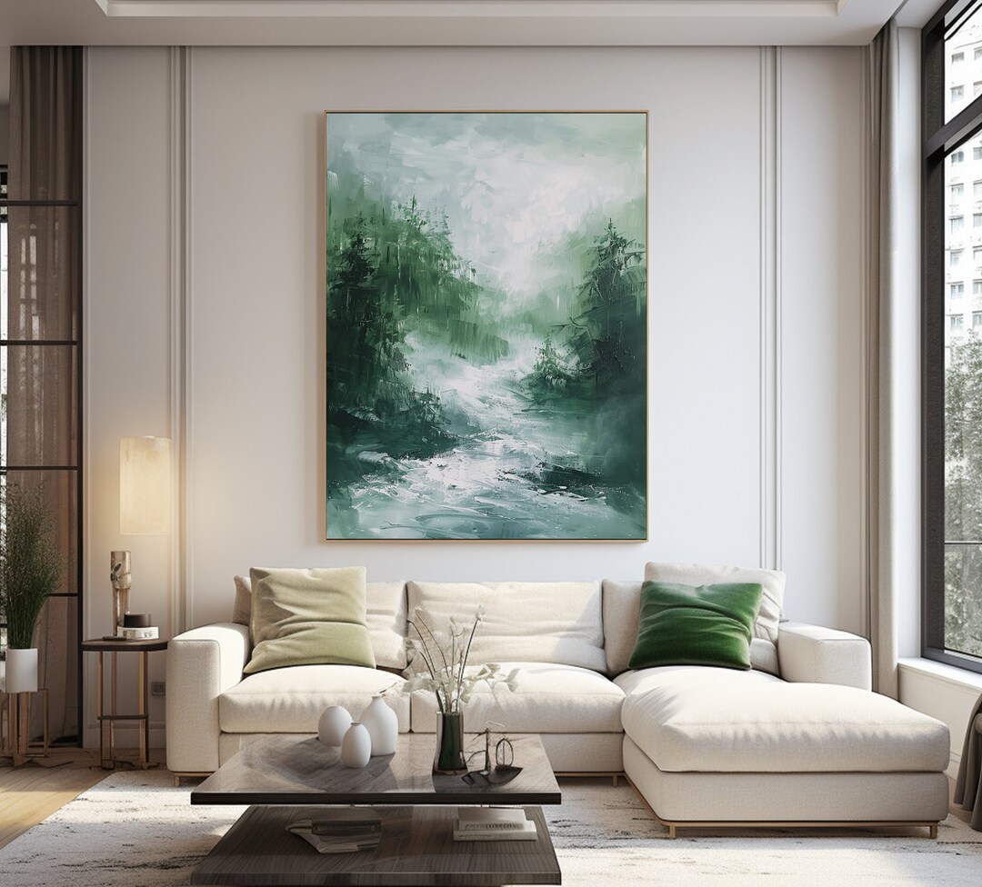 Green Landscape Abstract Painting Green Landscape Wall Art Green ...