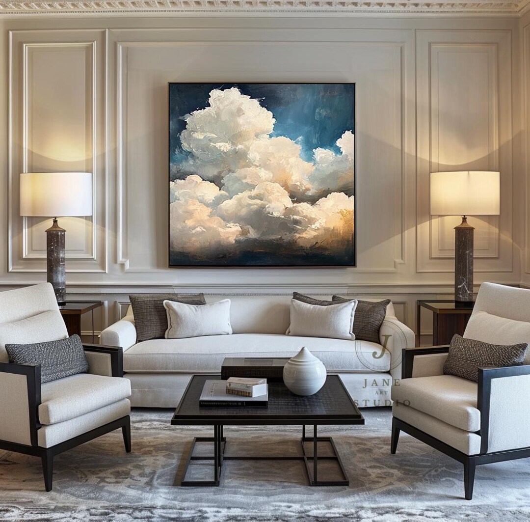 Sky Abstract Painting Cloud Abstract Painting Large Cloud Canvas ...