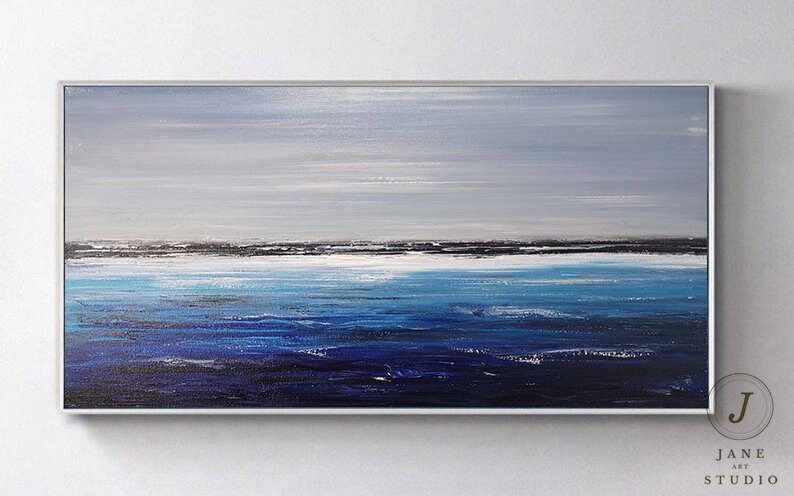 Extra Large Original Blue Ocean Abstract Paintinglarge Sky - Etsy