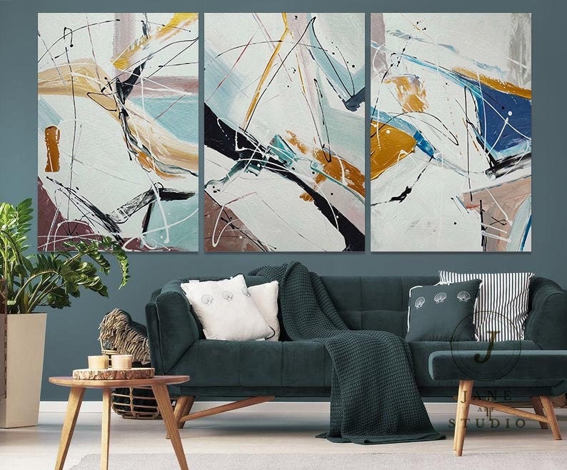 Oil Paint Canvas Set of 3 Abstract Art Abstract Canvas Wall | Etsy