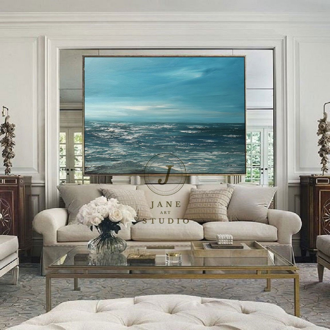 Large Ocean Canvas Painting Sea Level Landscape Art Original | Etsy