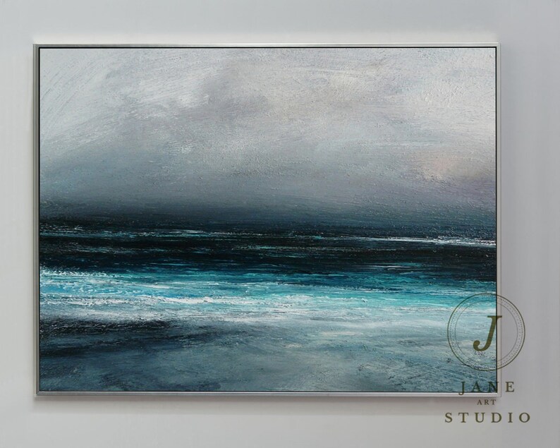 Original Blue Ocean Canvas Oil Painting Sea Level Abstract - Etsy