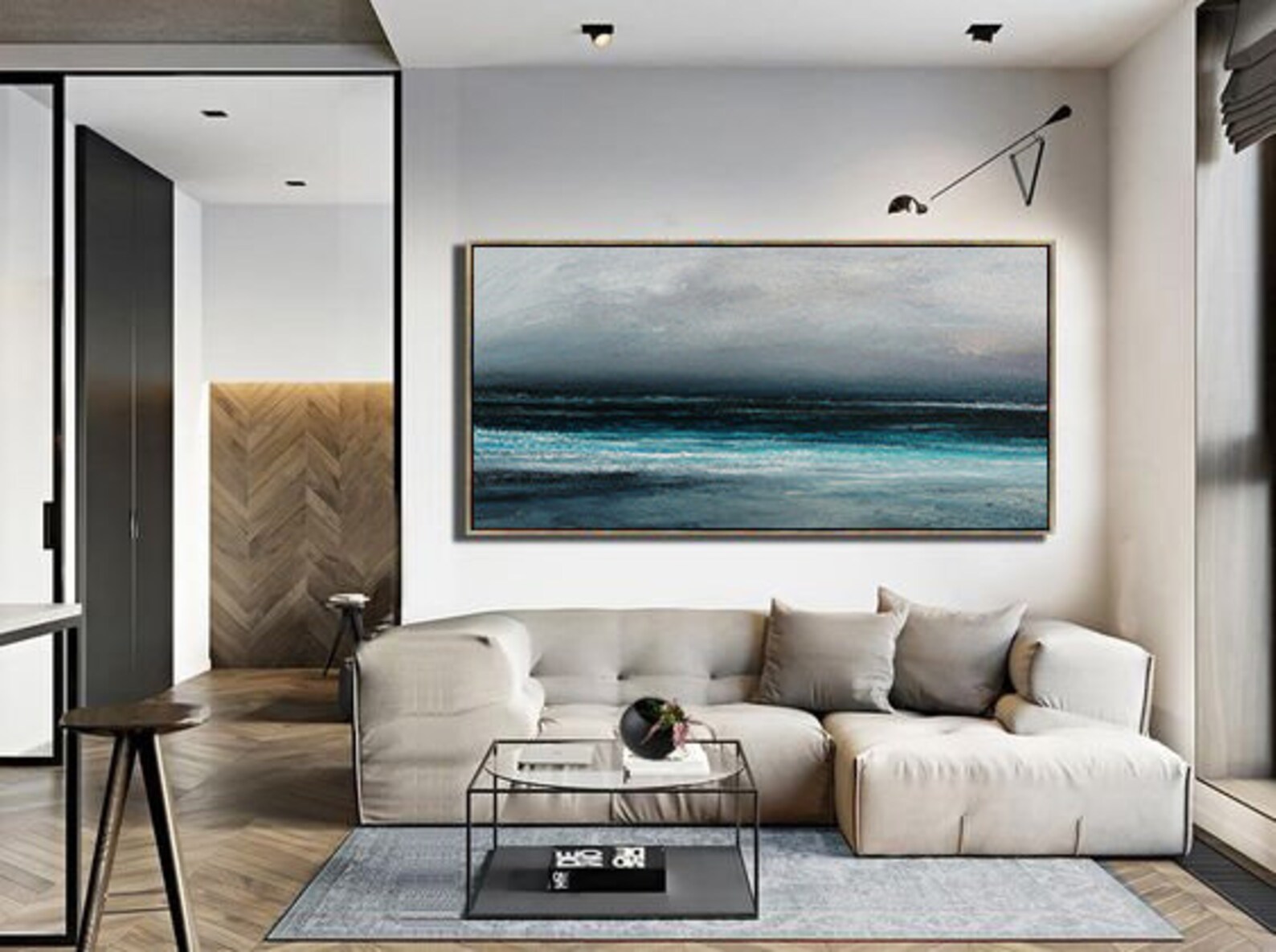 Original Blue Ocean Canvas Oil Paintingsea Level Abstract Oil | Etsy