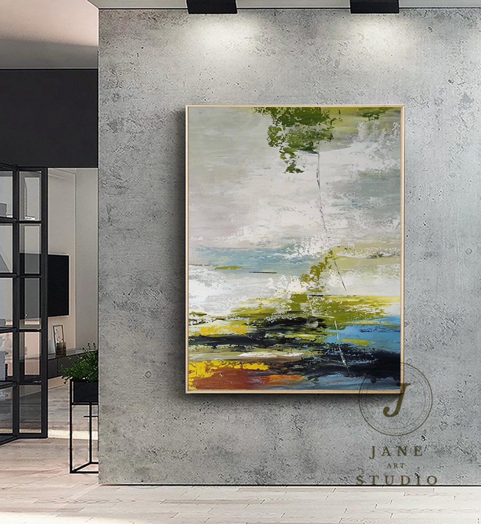 Large Abstract Painting Original Green Abstract Painting - Etsy