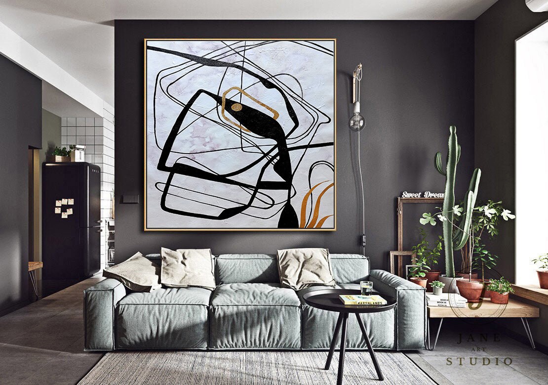 Large Original Abstract Oil Painting Black Painting on Canvas - Etsy