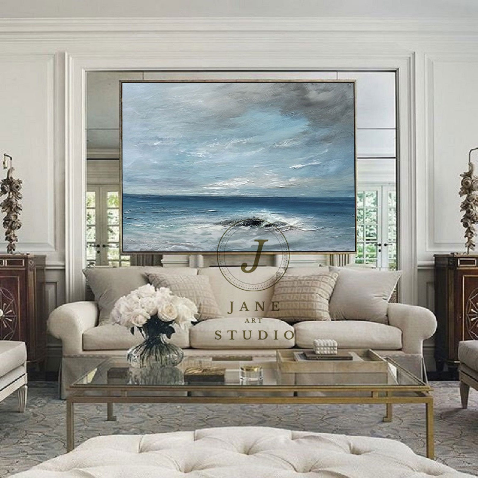 Large Ocean Landscape Abstract Painting Beach Level - Etsy