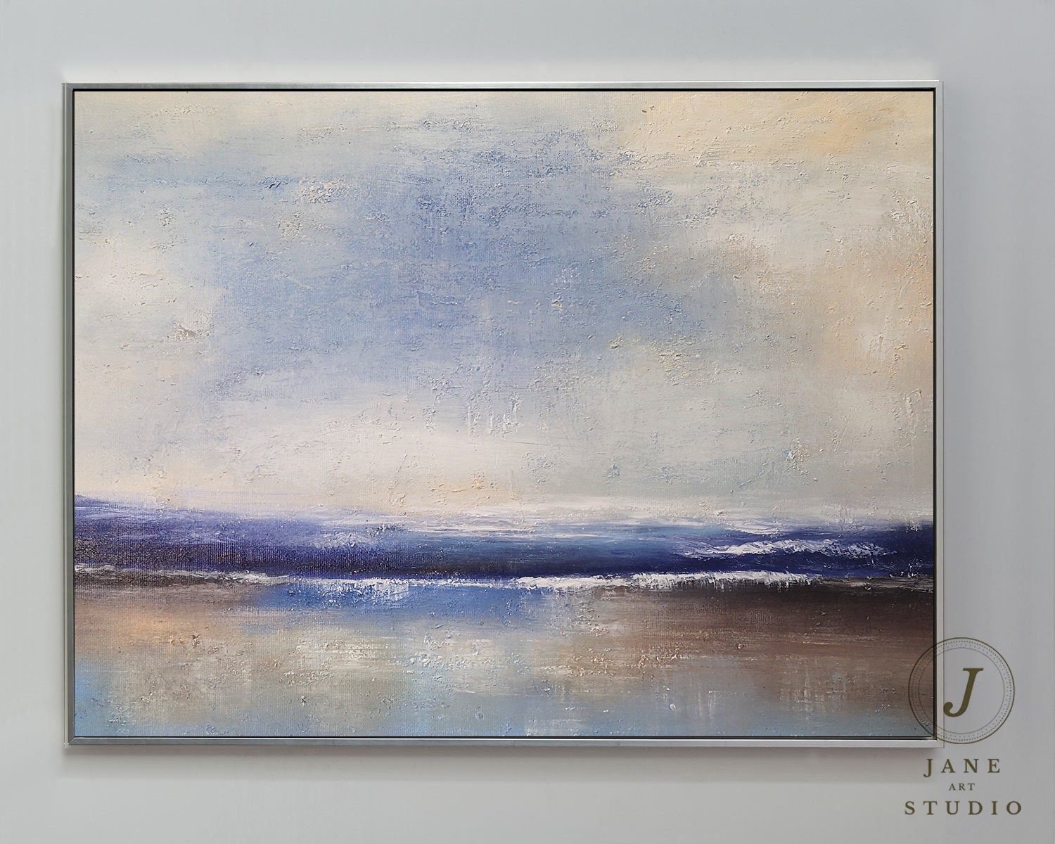 Sky and Sea Purple Painting on Canvas,original Landscape Abstract Oil ...