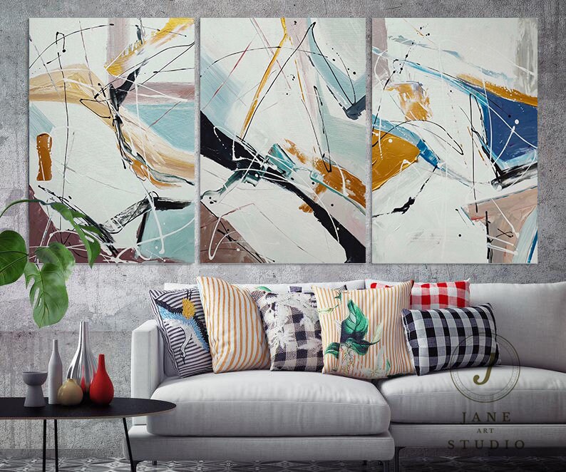 Oil Paint Canvas Set of 3 Abstract Art Abstract Canvas Wall - Etsy