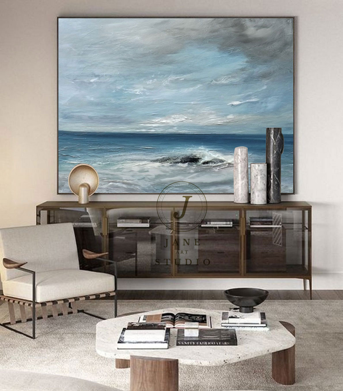 Large Ocean Landscape Abstract Painting Beach Level - Etsy