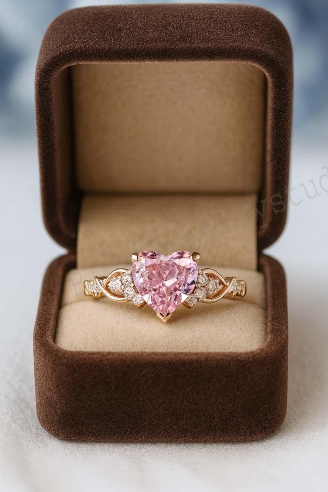 Unique Heart Shaped Pink Sapphire Engagement Ring, 14k Rose Gold ...