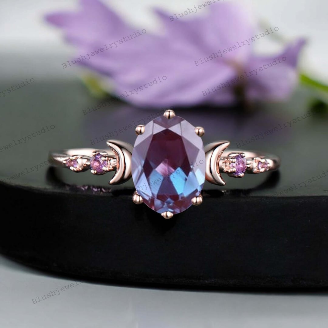 Purple Alexandrite Ring, Engagement Promise Gemstone Ring Mother's Day ...