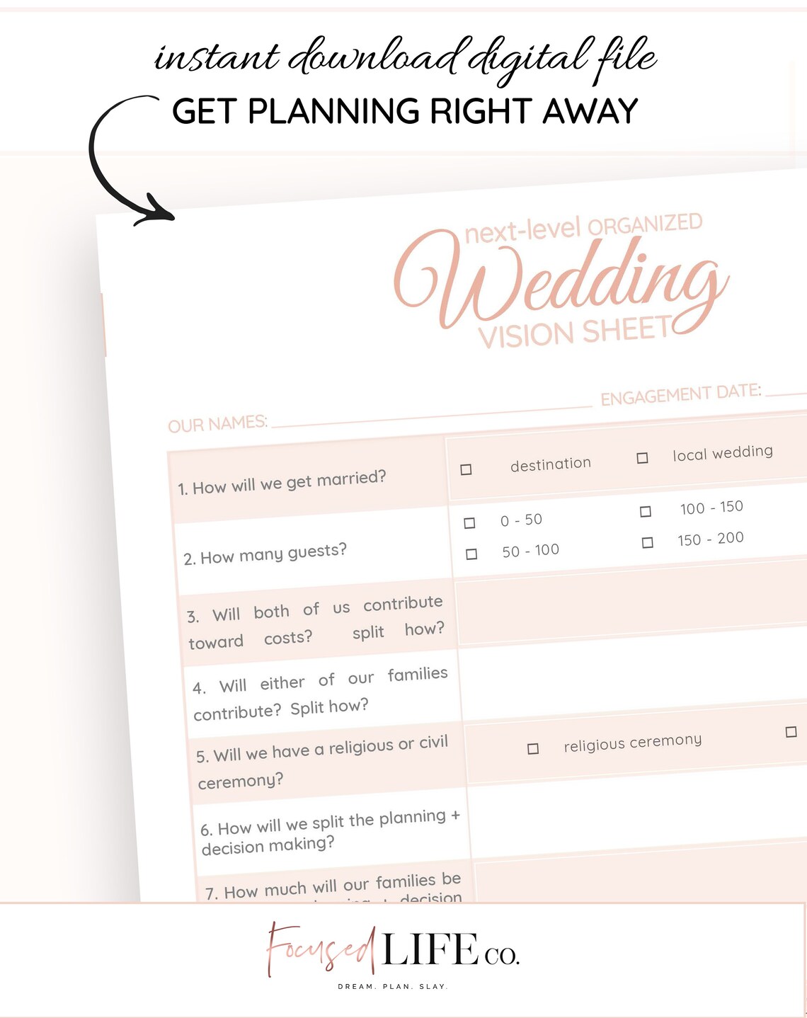 Create our Wedding Vision Couple's Wedding - Etsy