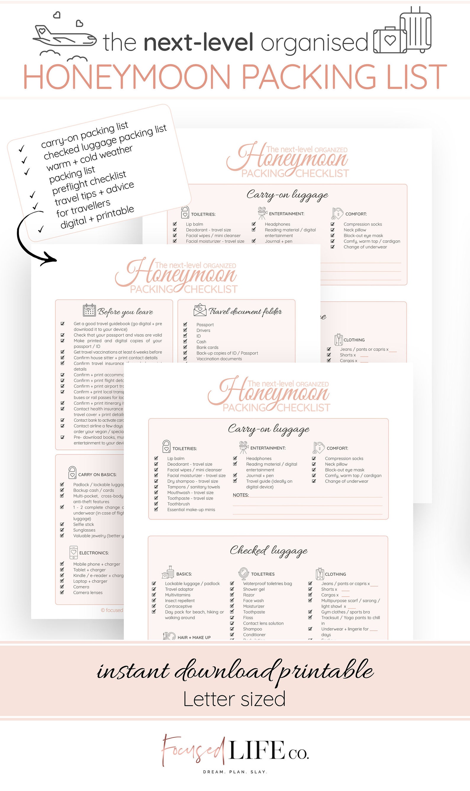 Honeymoon Checklist Honeymoon Packing List Pdf Printable Etsy