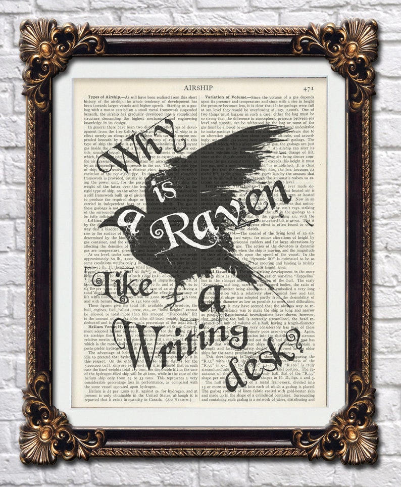 Alice in Wonderland Why is a Raven Like a Writing Desk Quote - Etsy