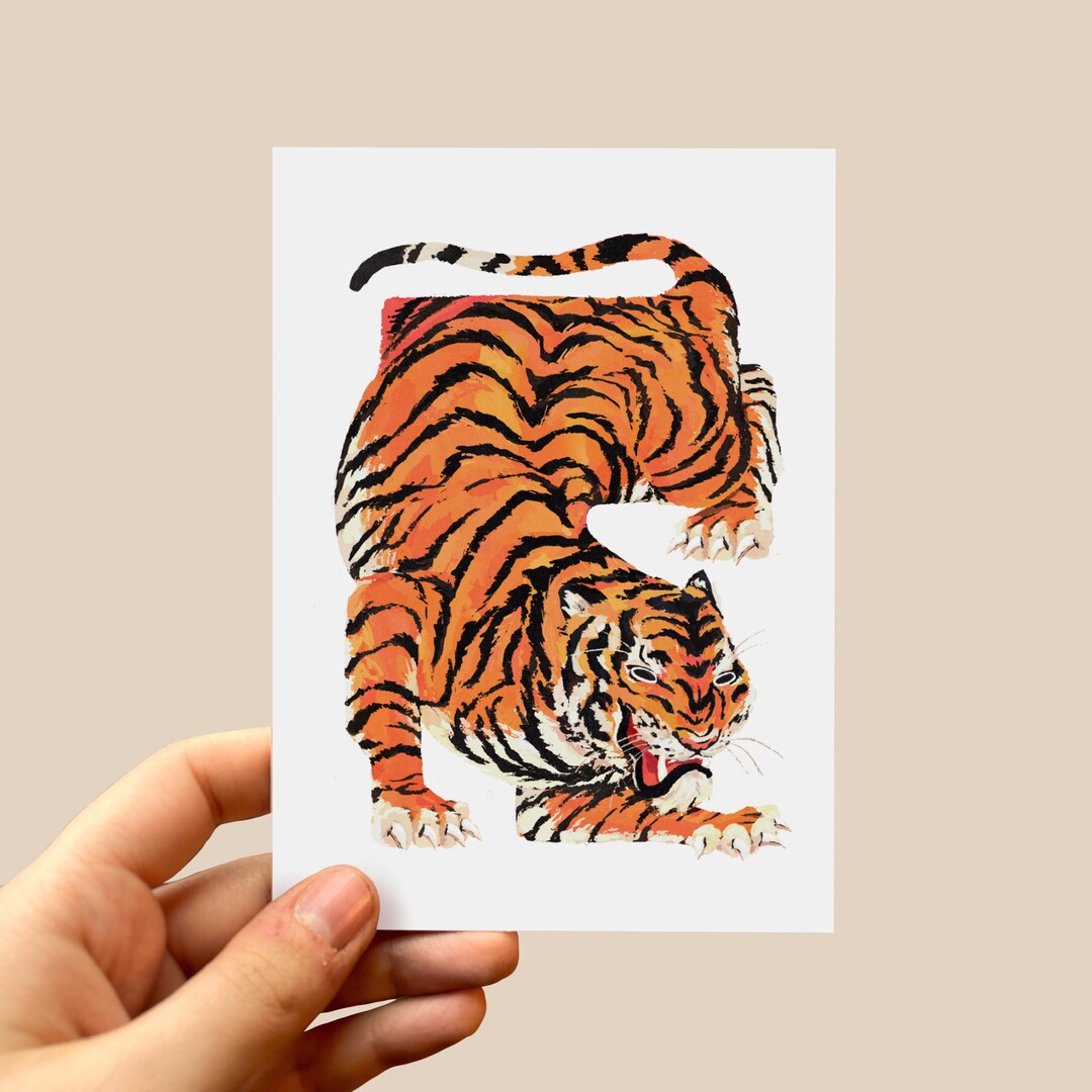 Tiger Big Cat Postcard A6 Art Print | Mini Tiger Illustration | 4x6 ...