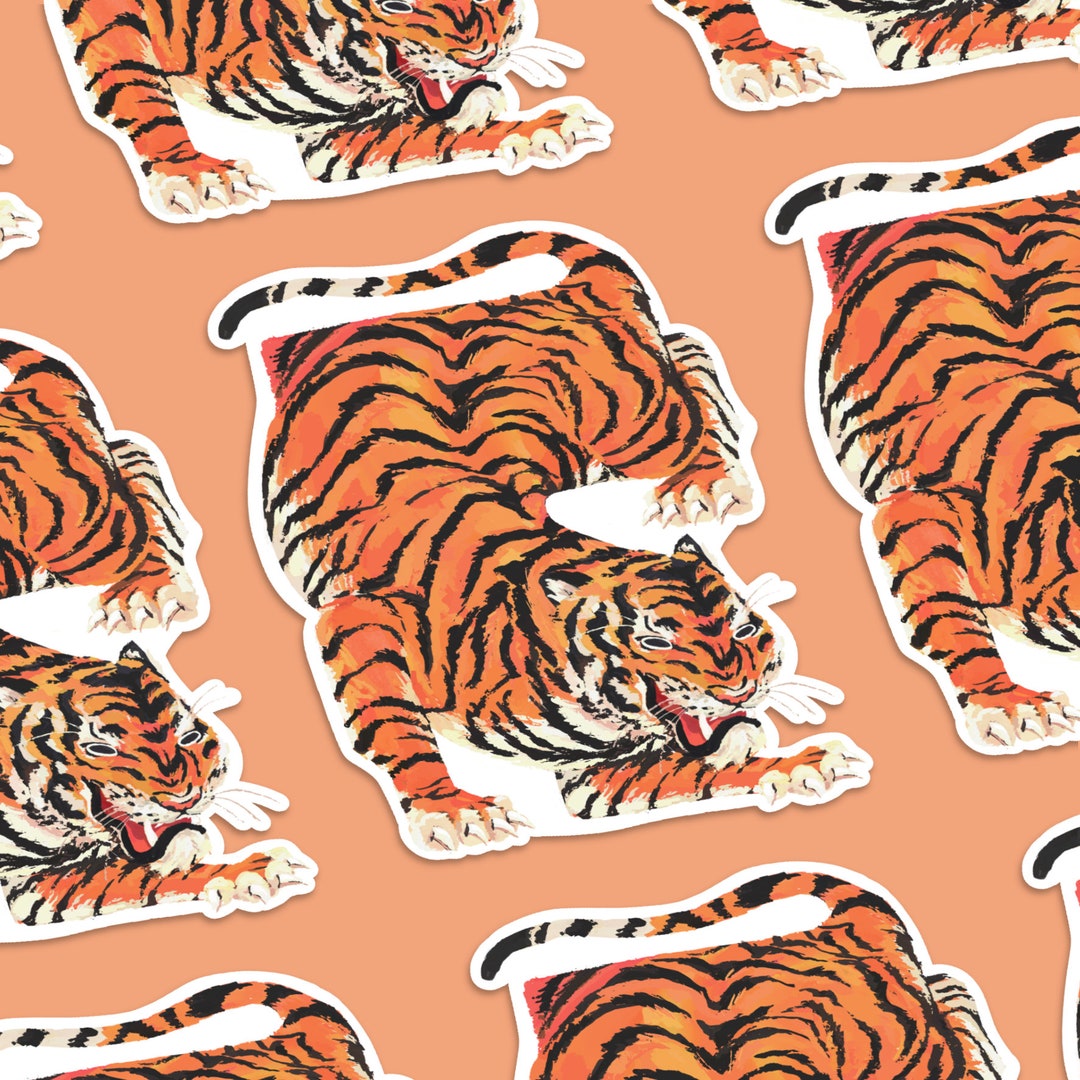 Tiger Glossy Sticker | Large Splashproof Sticker for Water Bottle ...