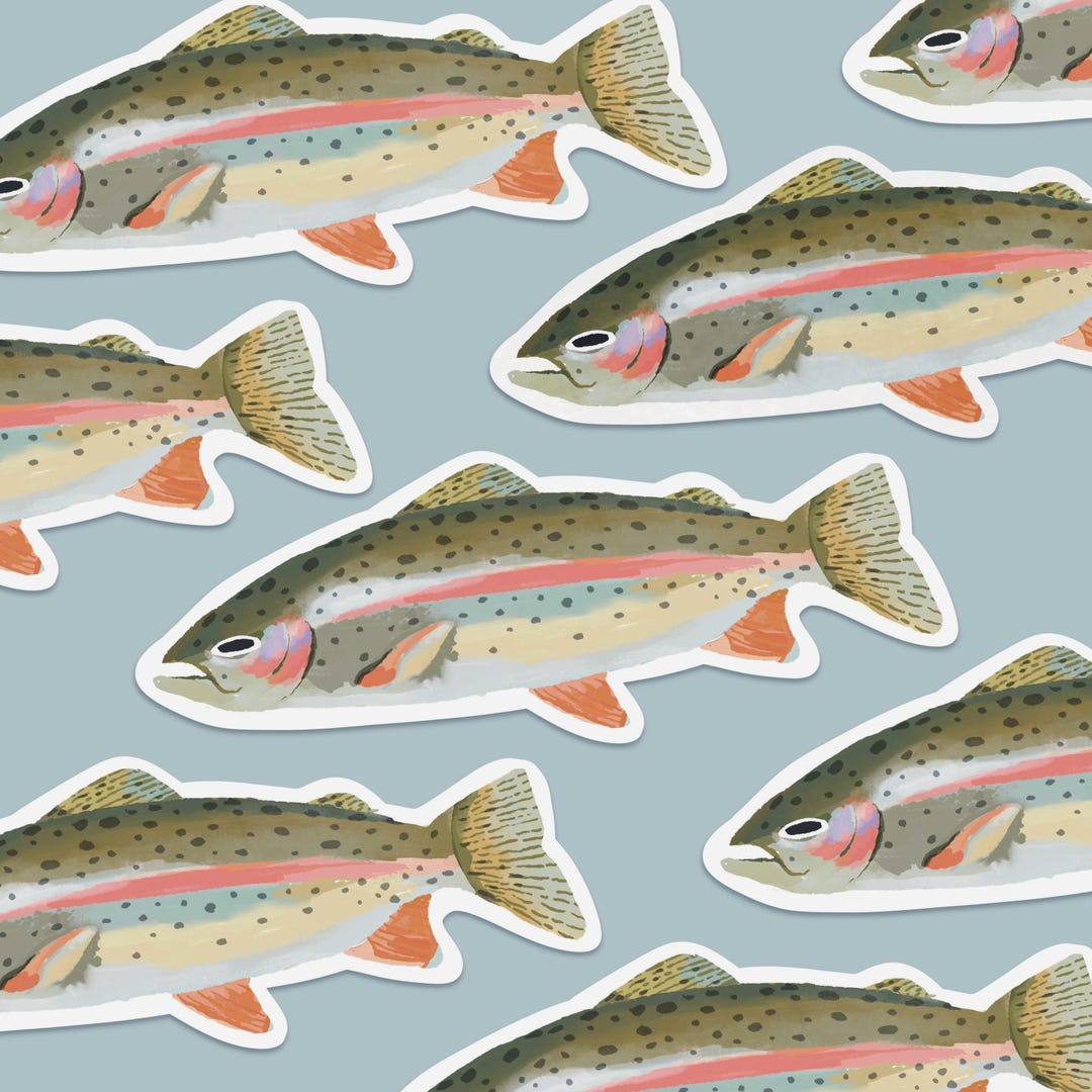 Rainbow Trout Fish Glossy Sticker | Splashproof Sticker for Water ...