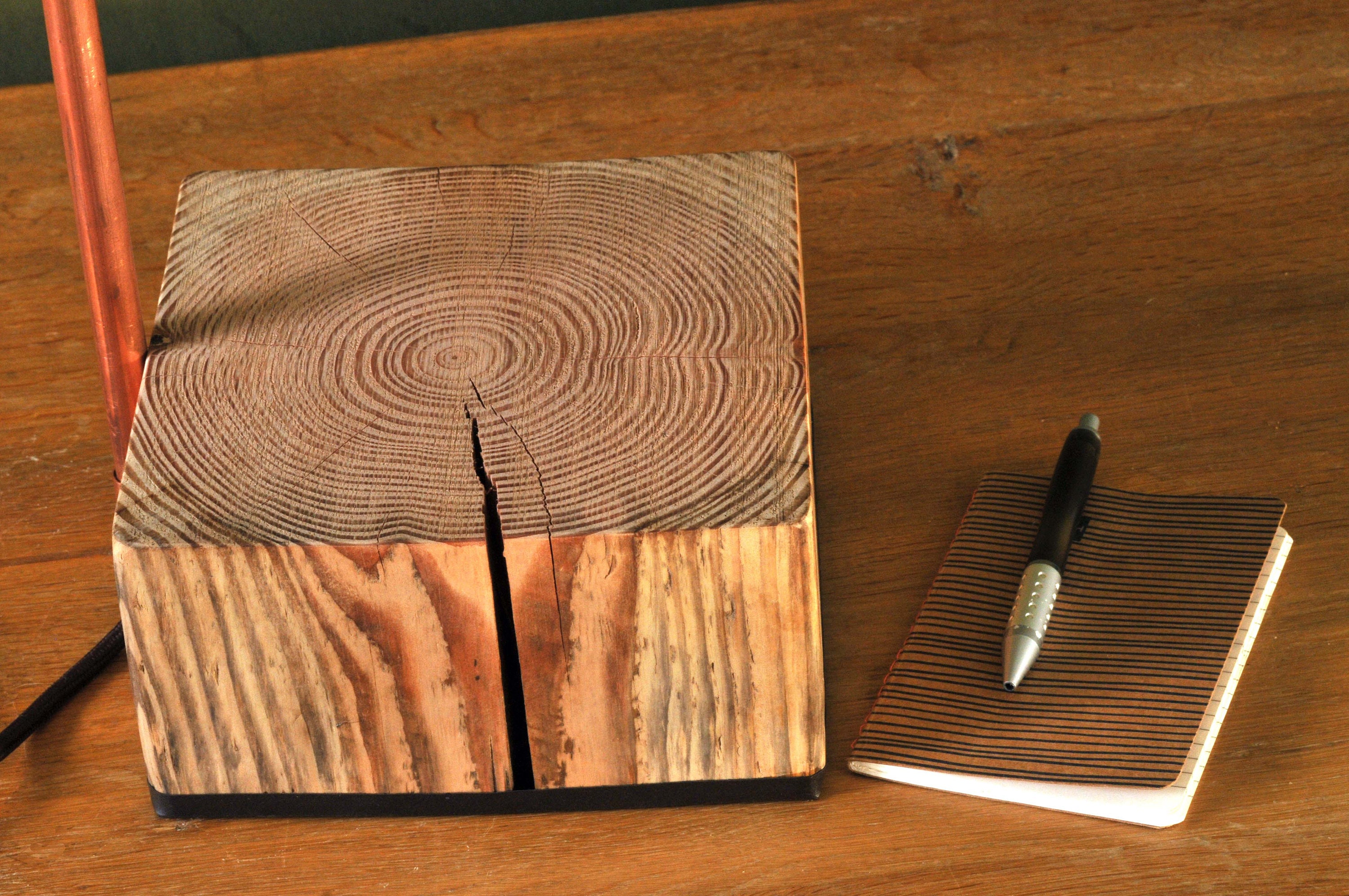 Table Lamp Industrial Natural. Wood Birch Copper - Etsy