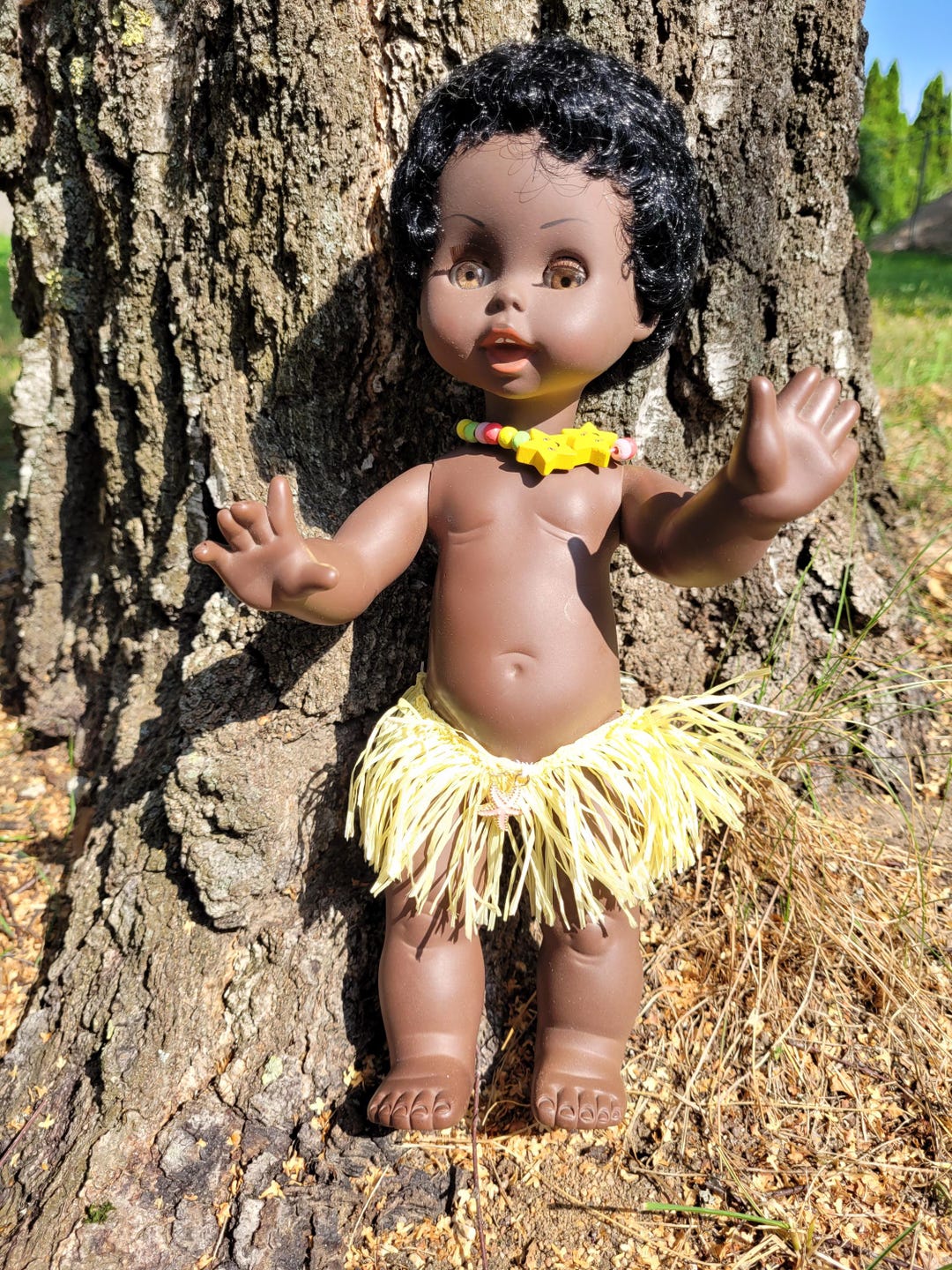 Vintage Dark Skin Doll, African American Doll, Ethnic Doll, Collectible ...