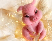 Needle Felted Pink Pig OOAK сute Piglet Easter Gift for Pig - Etsy