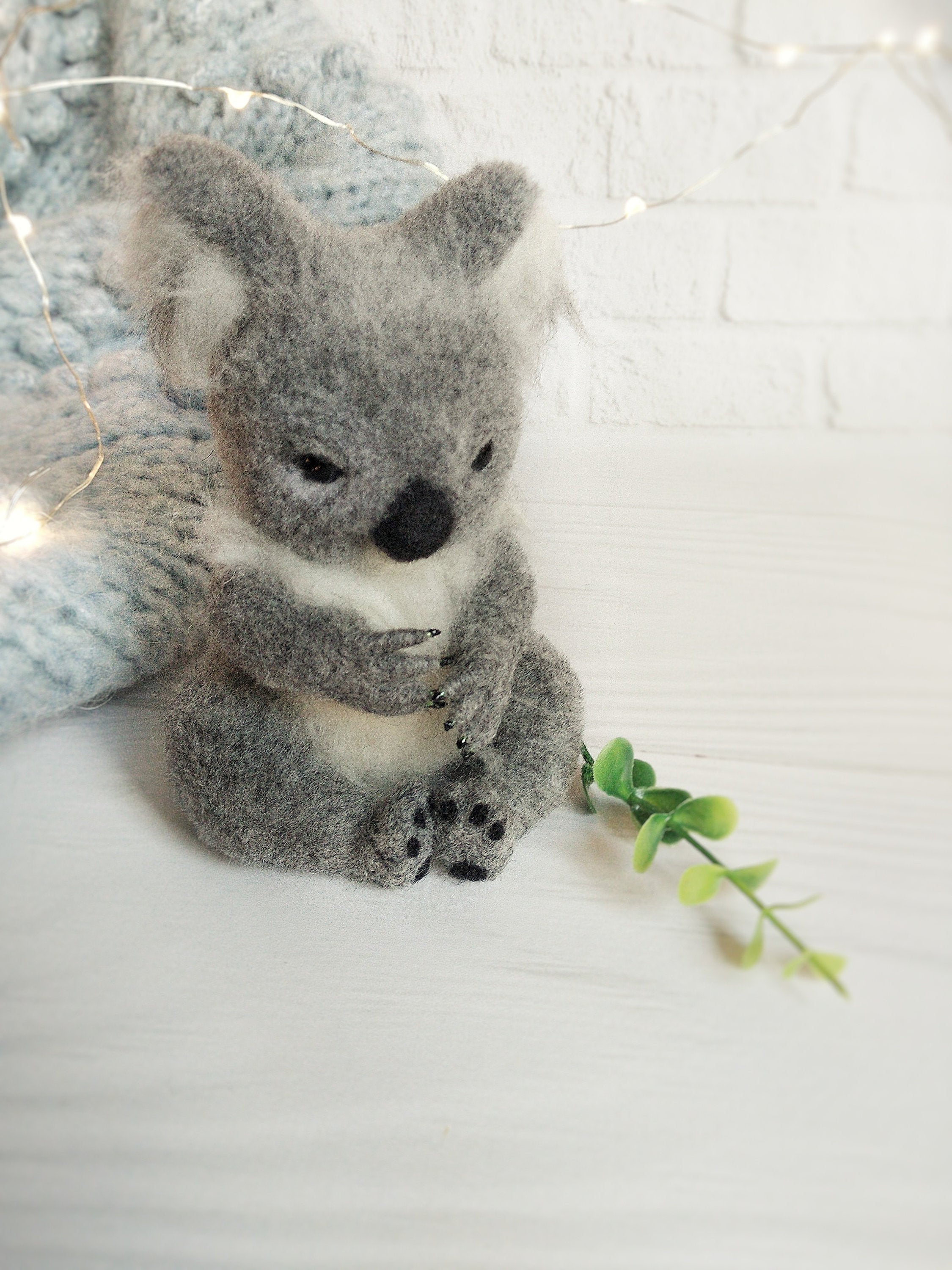 Stuffed felted miniature koala doll as a perfect Valentines | Etsy