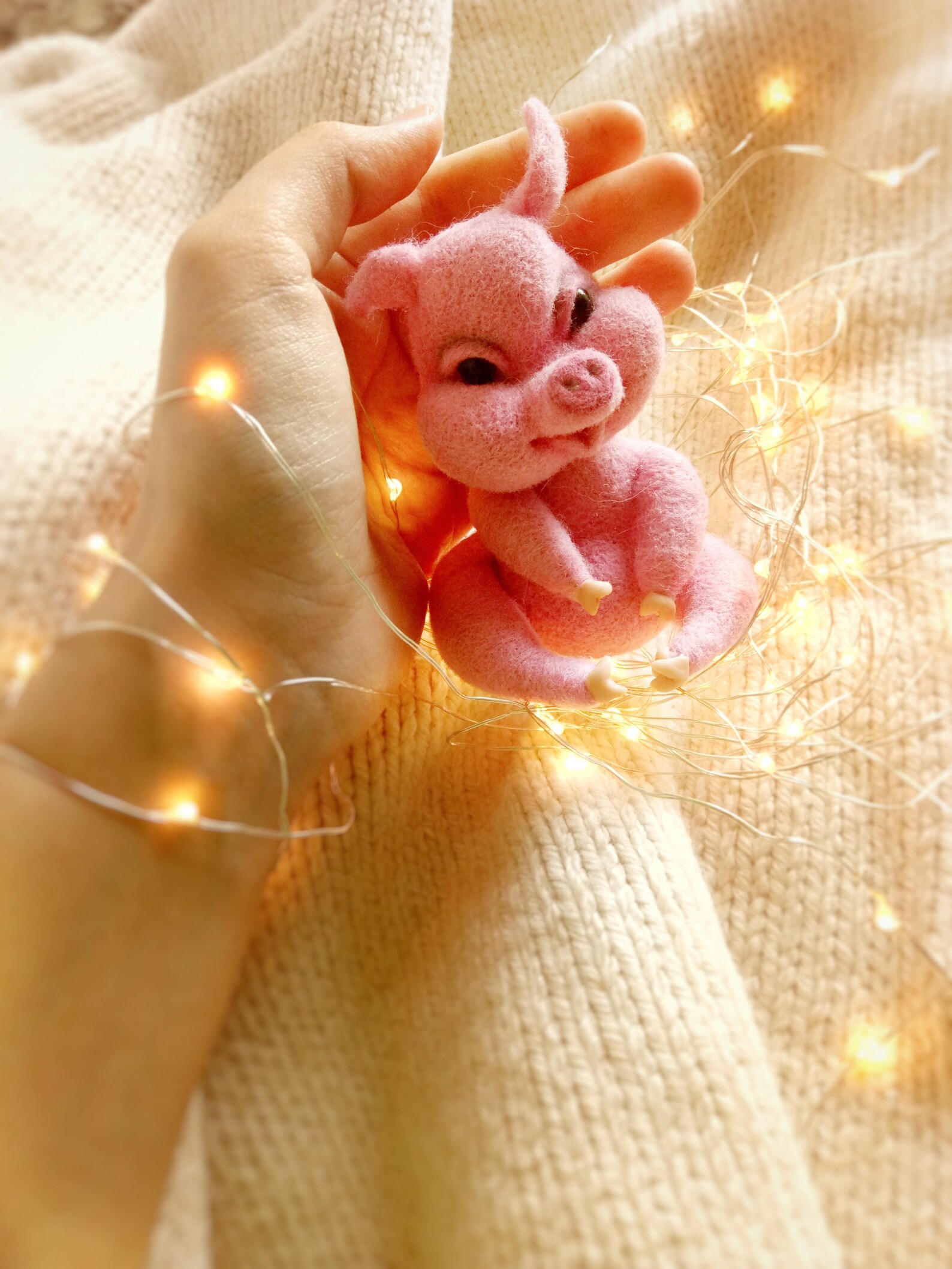 Needle Felted Pink Pig OOAK сute Piglet Easter Gift for Pig | Etsy