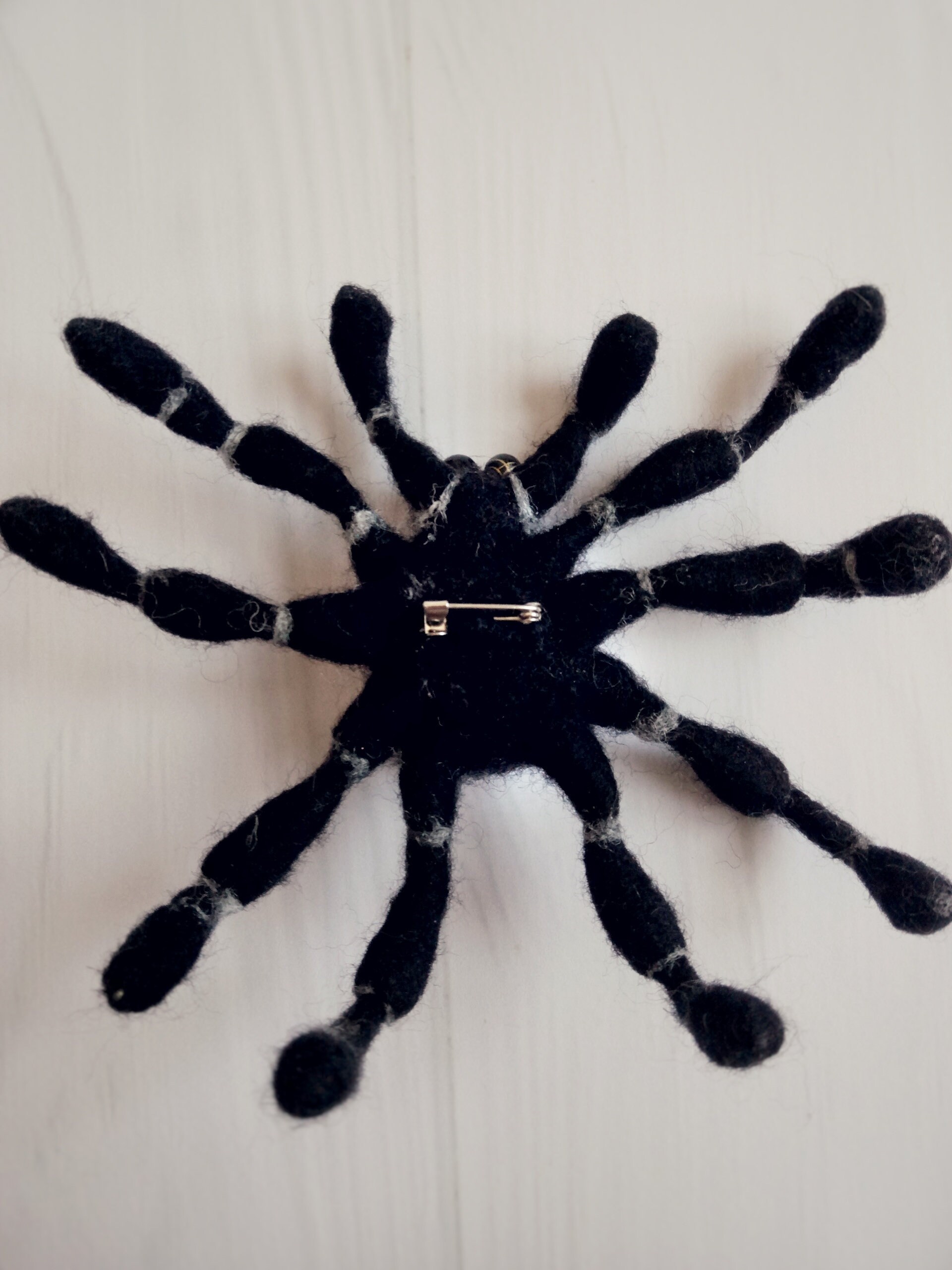 Needle Felted Spider Brooch Black Realistic Spider Pin - Etsy