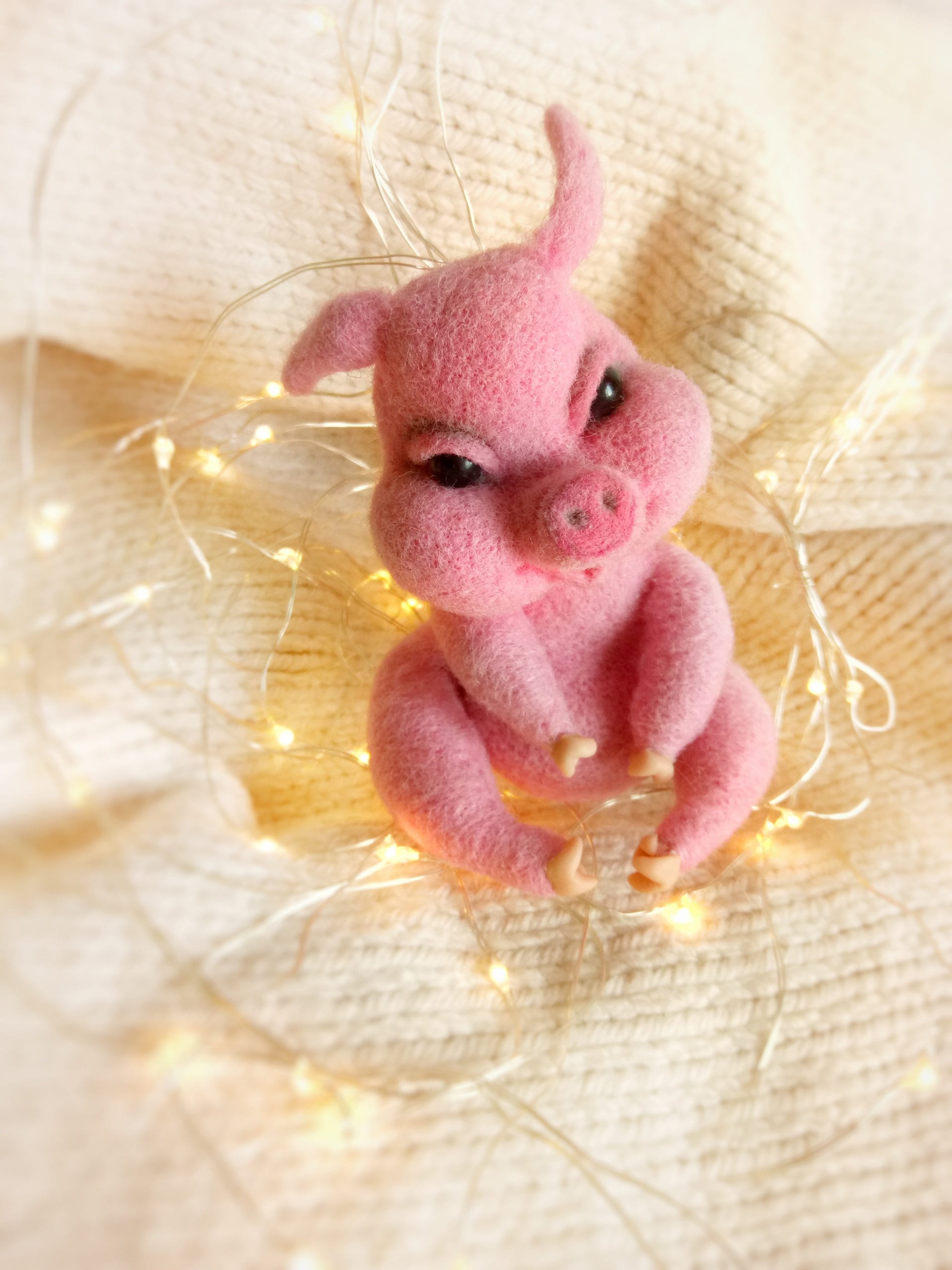 collectible pig pig doll plush artist piglet Ooak pig toy interior ...