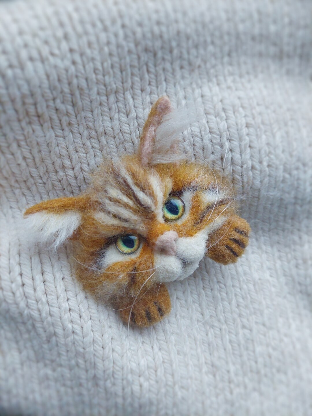 Ginger Cat Brooch for Girl, Orange Cat Portrait Pin, Cat Jewelry for ...