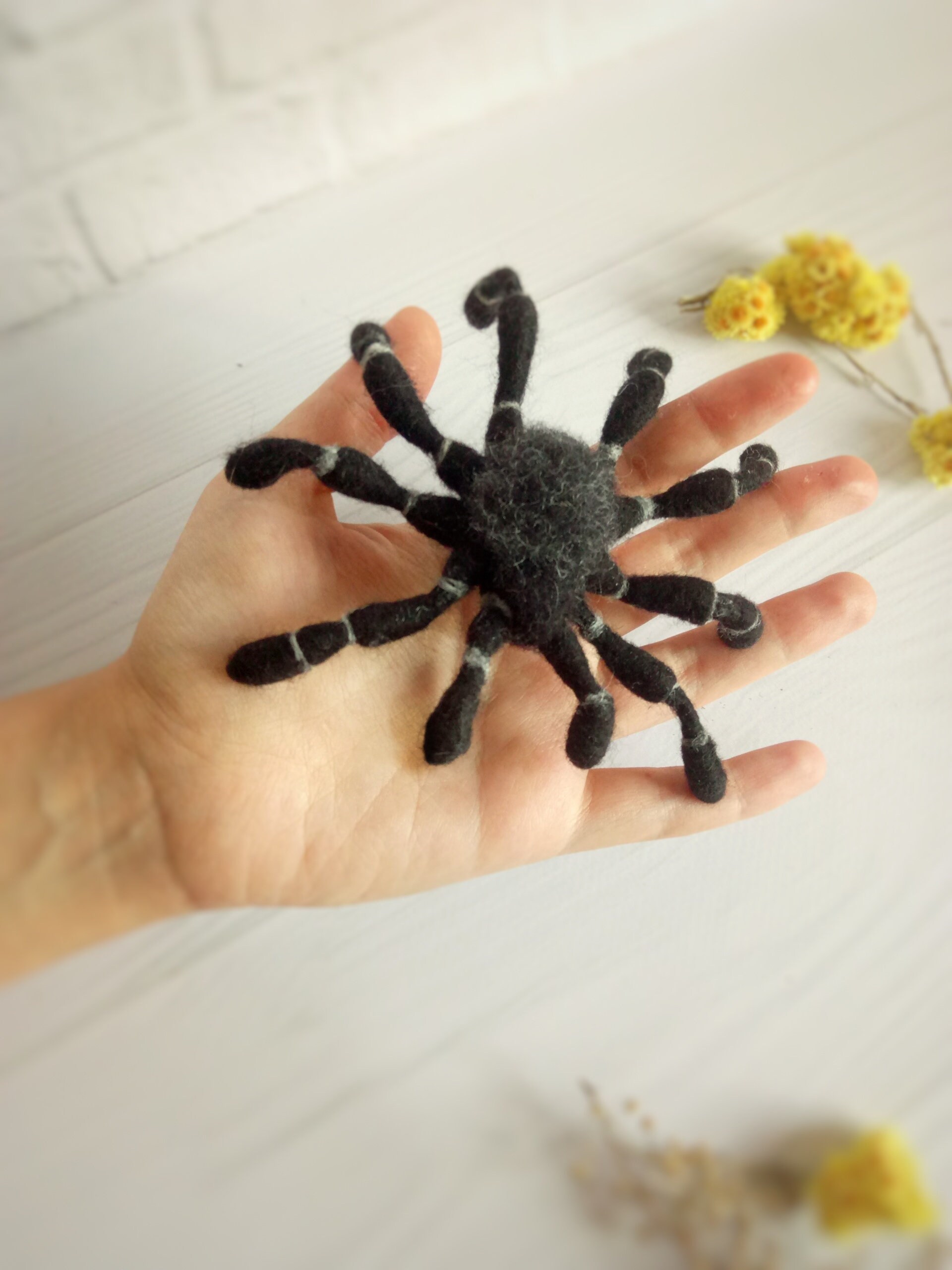 Needle Felted Spider Brooch Black Realistic Spider Pin - Etsy