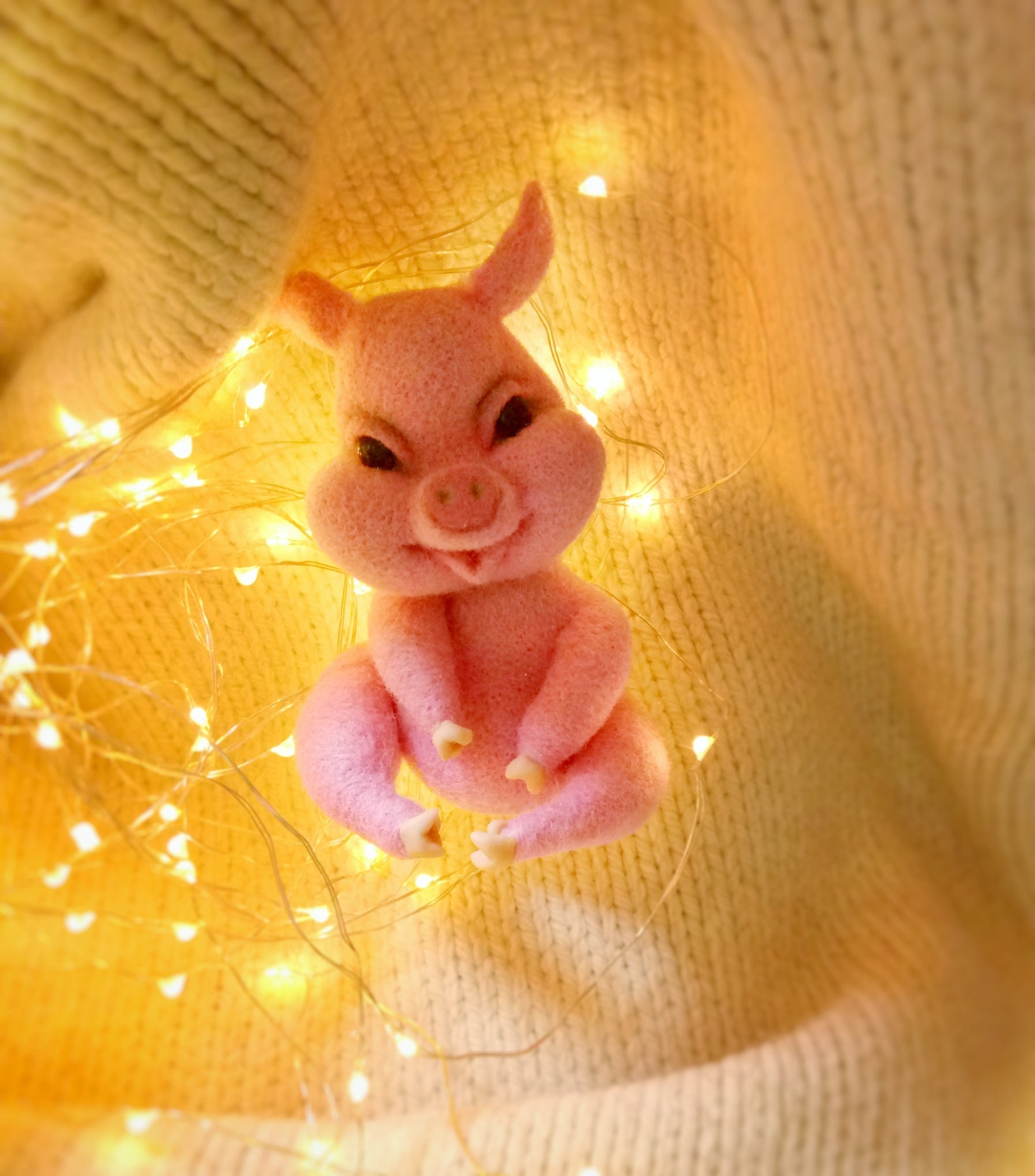 Needle Felted Pink Pig, OOAK сute Piglet, Easter Gift for Pig Lovers - Etsy