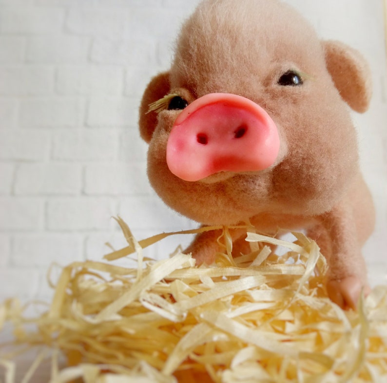 Interior Pink Pig Doll Cute Easter Pig Sculpture Farmer - Etsy