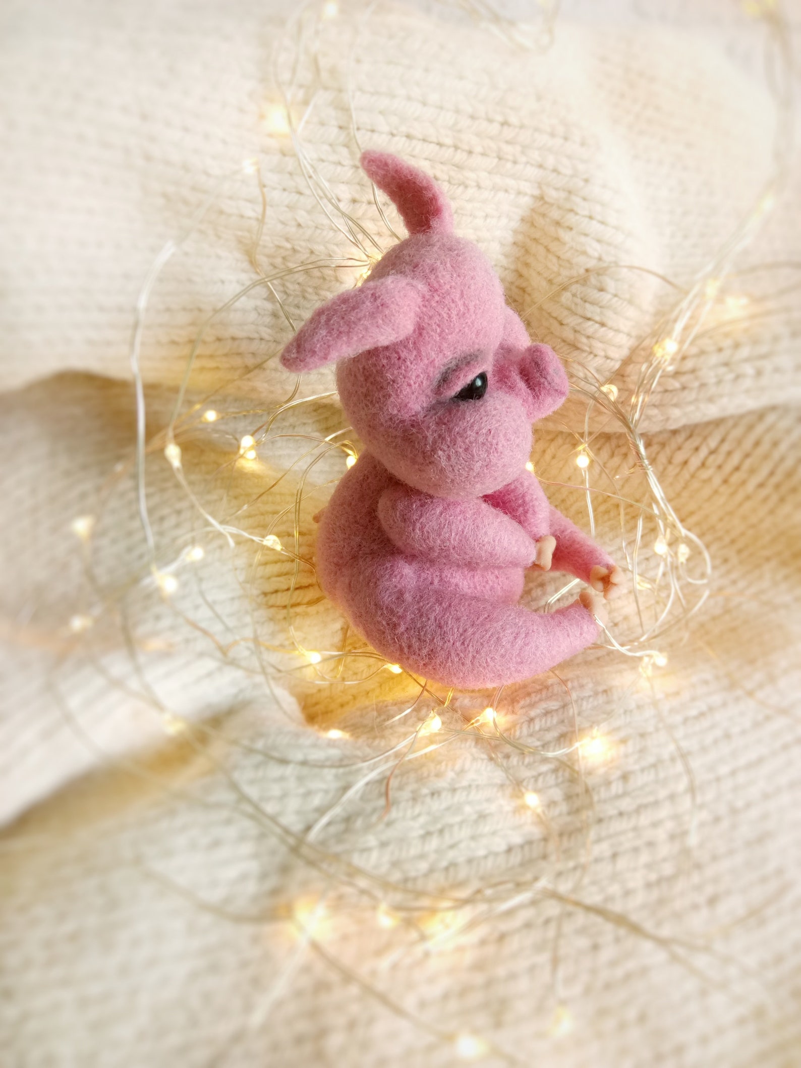 Needle Felted Pink Pig OOAK сute Piglet Easter Gift for Pig | Etsy