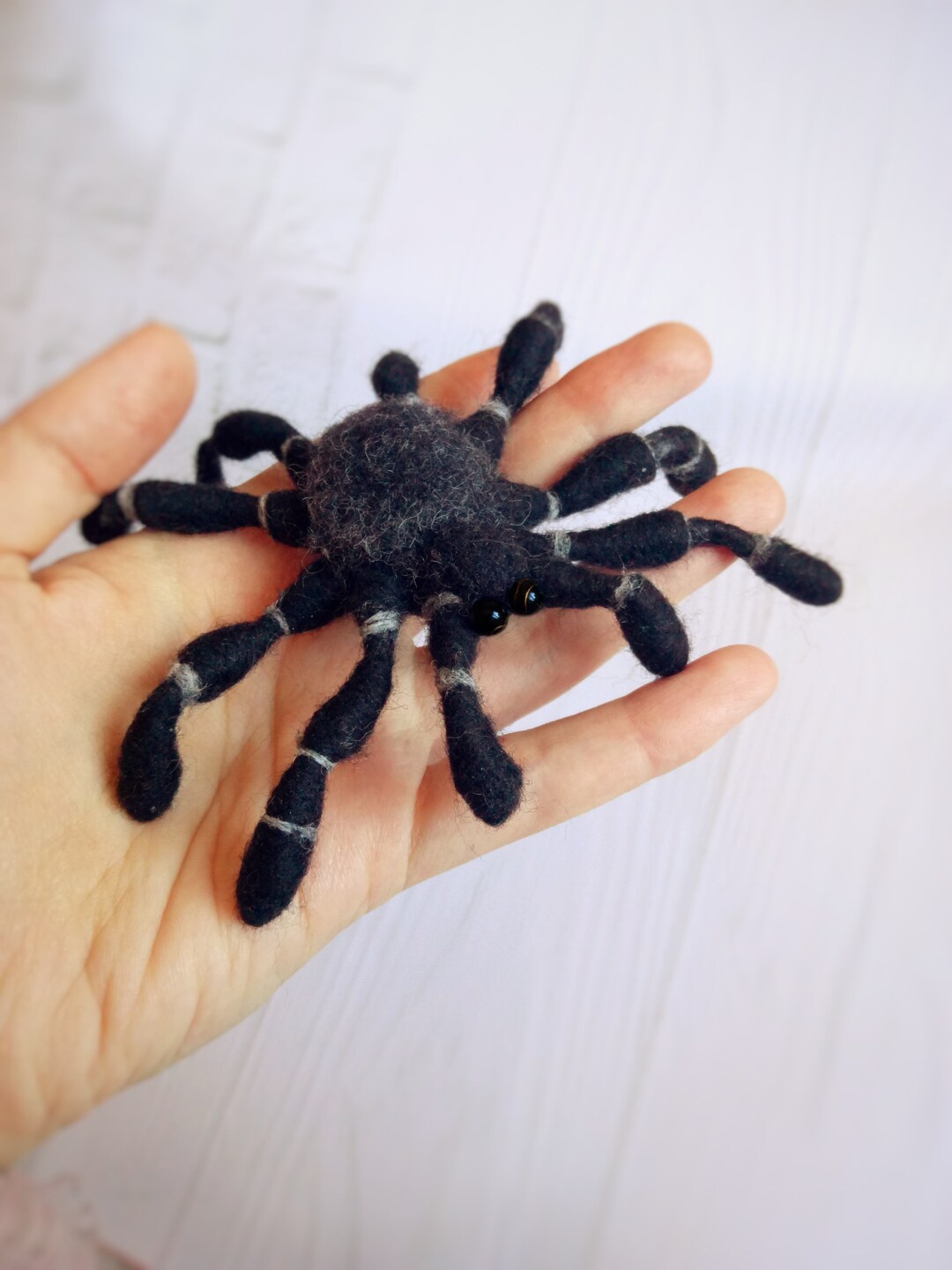 Needle Felted Spider Brooch, Black Realistic Spider Pin, Tarantula ...