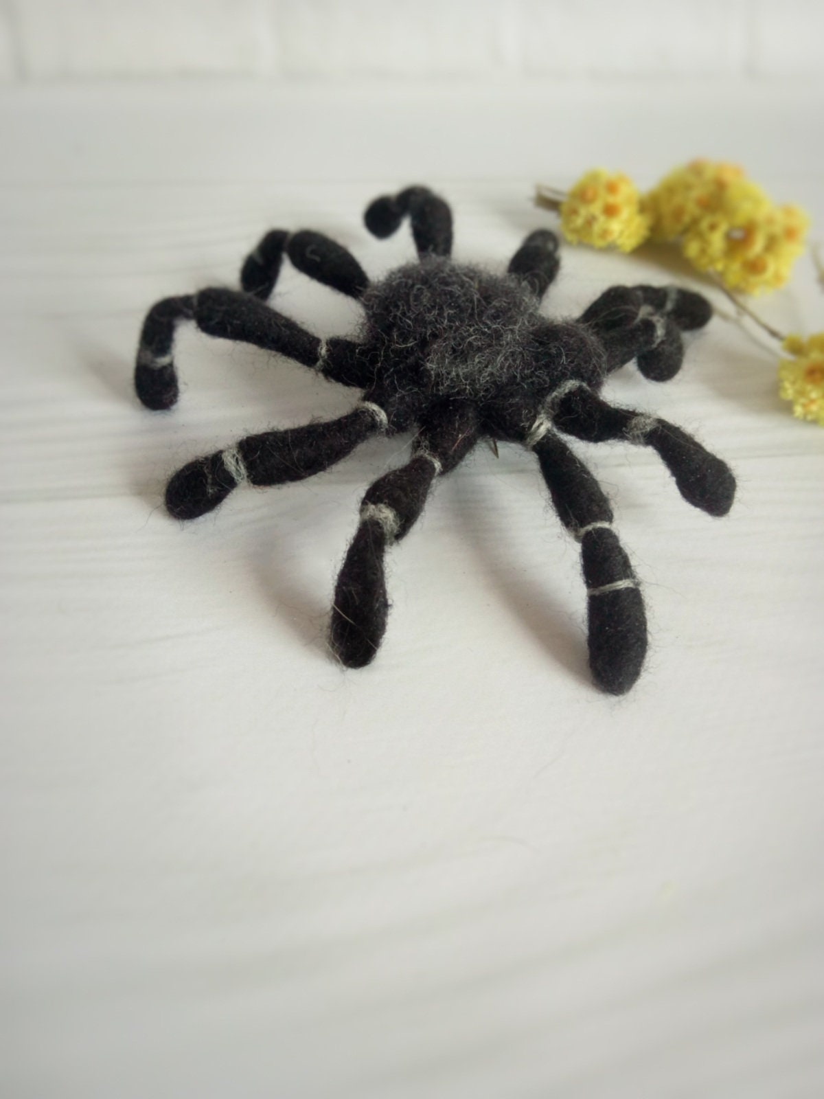 Needle Felted Spider Brooch Black Realistic Spider Pin - Etsy