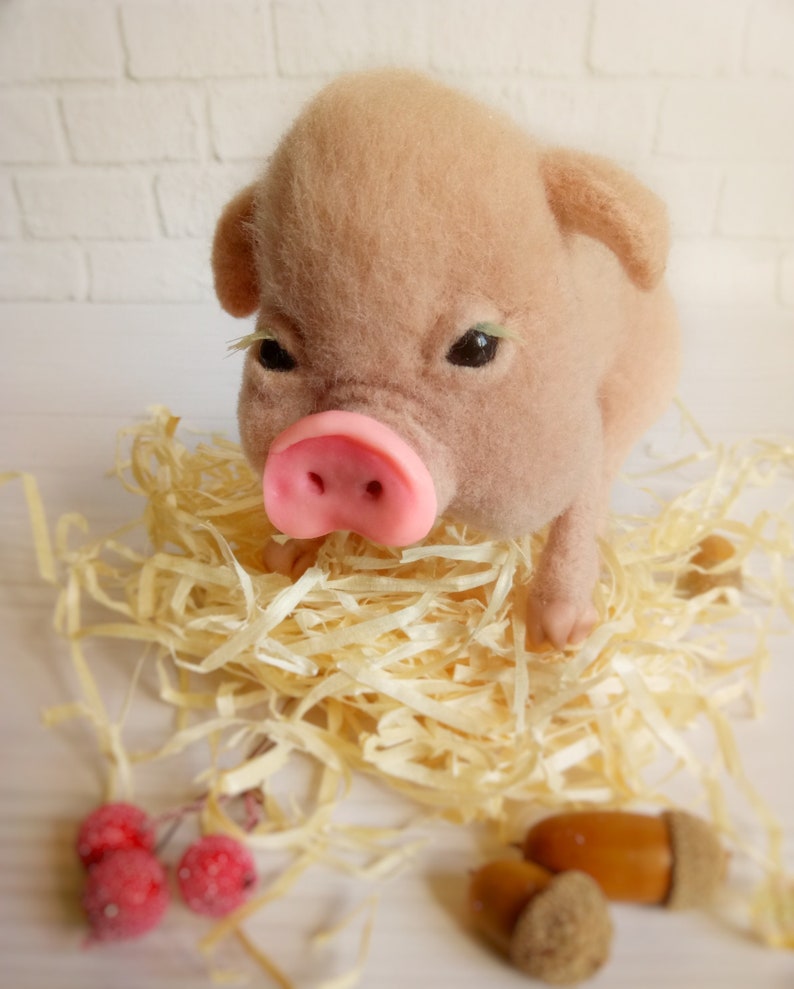 Interior Pink Pig Doll Cute Easter Pig Sculpture Farmer - Etsy